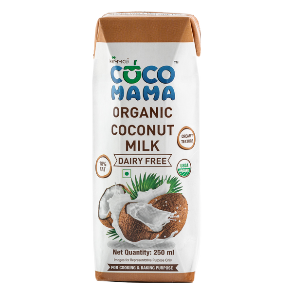Coco Mama - Organic Coconut Milk, Vegan, Unsweetened, 250ml (Pack of 4)